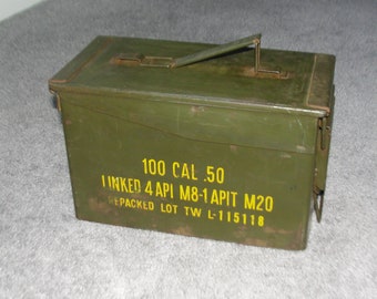 Vintage U.S Military Surplus Ammo Metal Box M8 50. Cal Linked - Etsy
