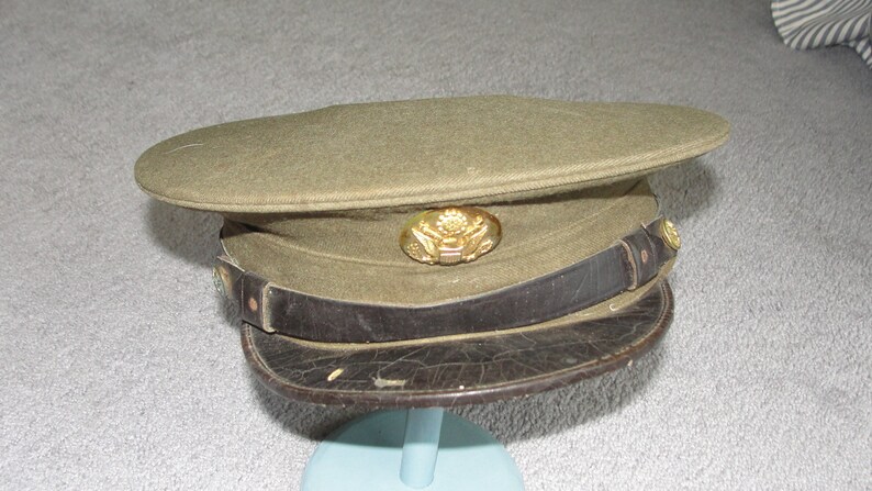 WWII U.S. Army Enlistedman's Visored Khaki-canvas Dress Cap / Hat & Hat ...