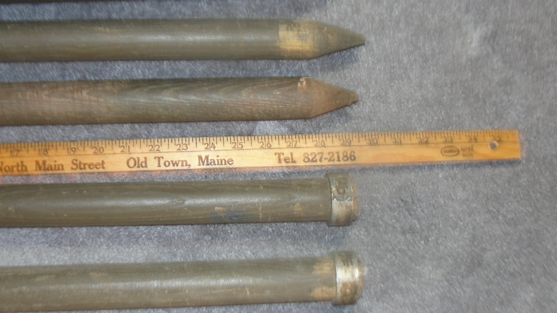 Six 6 US Army 30-1/4 Headquarters Tent Stakes / Wood single Metal Band ...