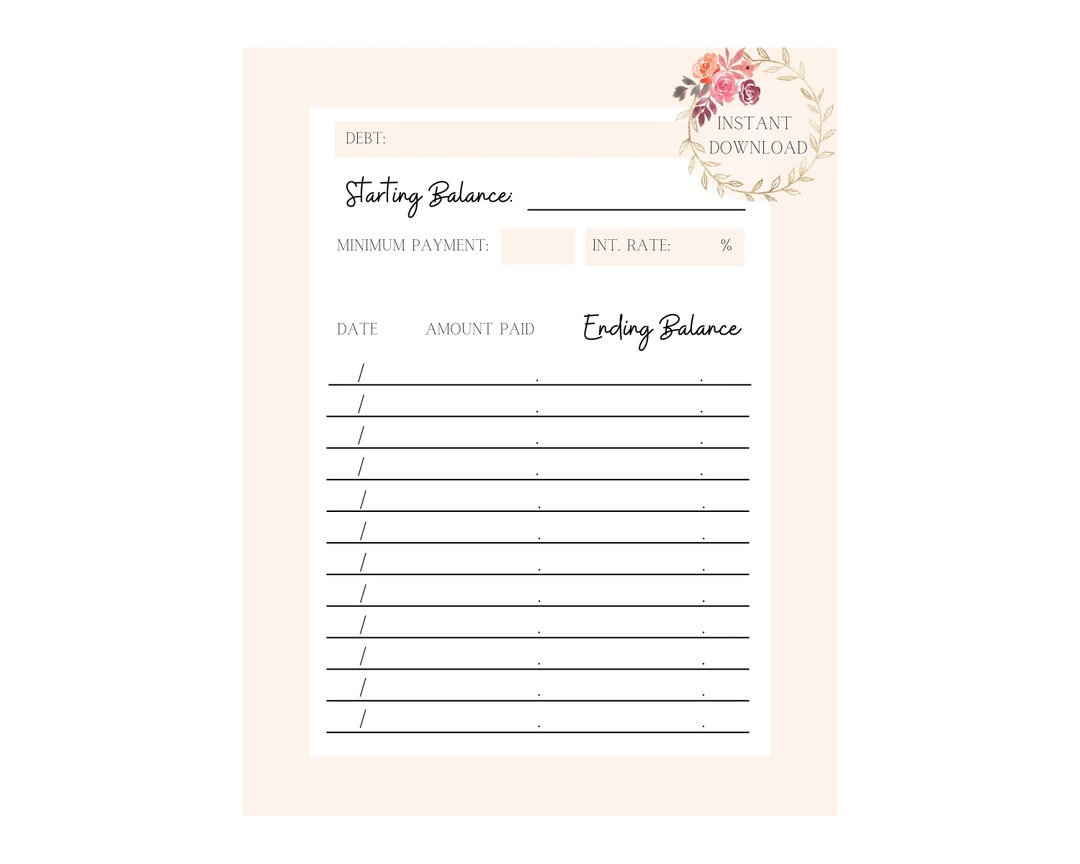 Pretty in Pink Debt Payoff Tracker Pdf/printable/instant Download 8 ...
