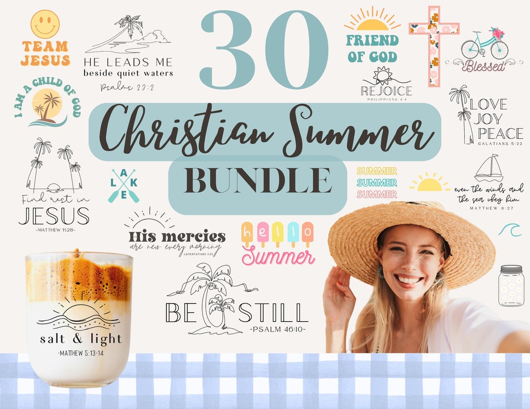 Christian SVG Bundle Summer Faith PNG Cross Clipart Jesus Wall Art ...