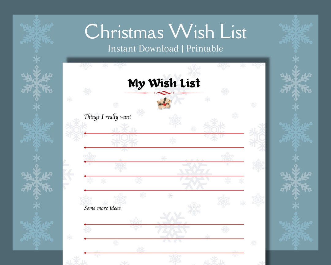 My Wish List Digital Download Printable Christmas Wish List Activity ...