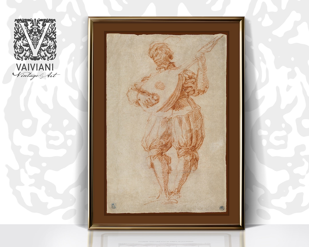 Printable Vintage Bard Portrait Downloadable People Drawing Male Figure ...