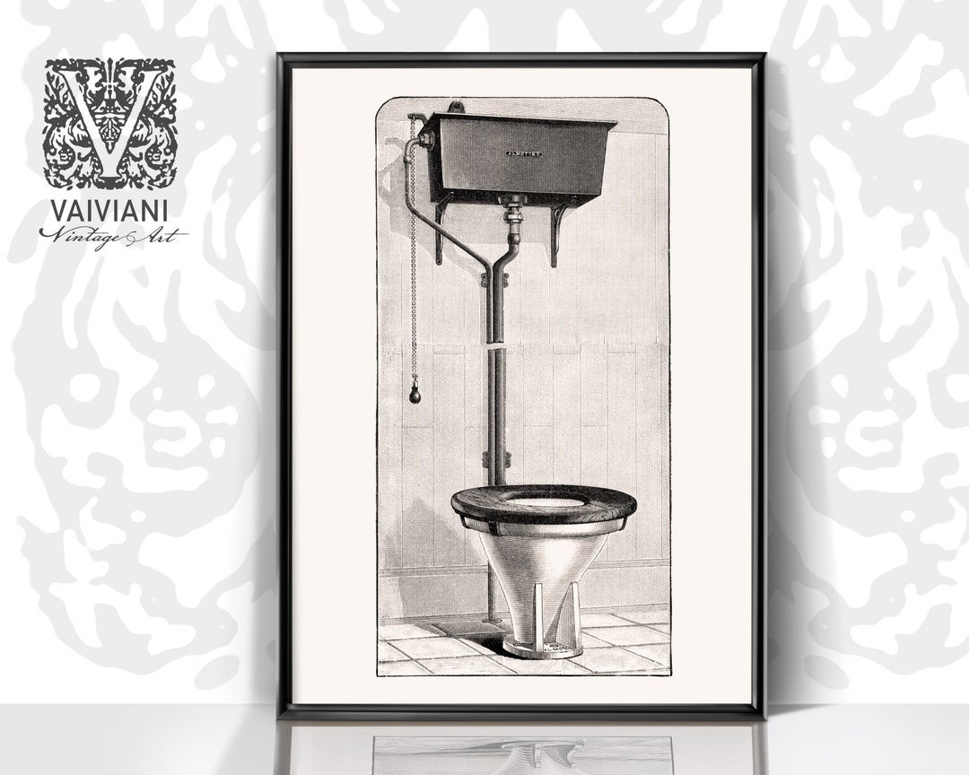 Antique Toilet Decor Wall Art Printable Vintage Bathroom Print ...