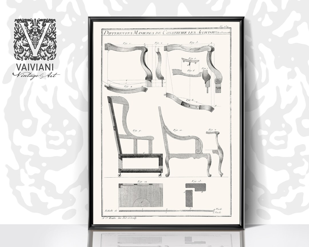Vintage Wooden Chair Design Printable Cozy Living Room Wall Art Antique ...