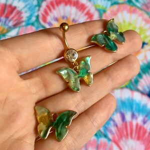 Green Butterfly Belly Button Ring - Etsy