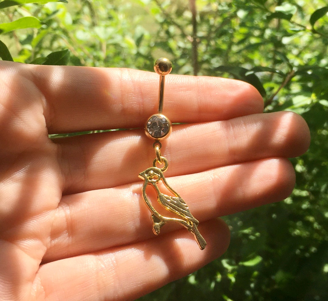 Gold Bird Belly Button Ring - Etsy