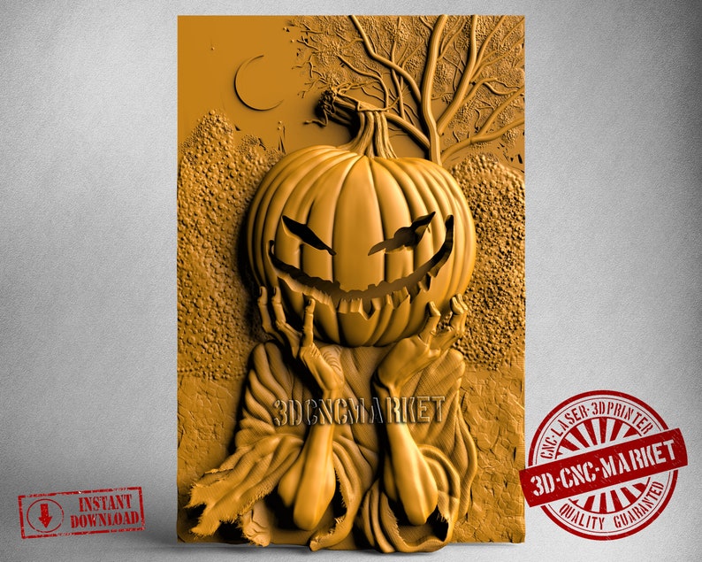 Halloween Pumpkin Head 3D Stl Model 10152 for CNC Router - Etsy