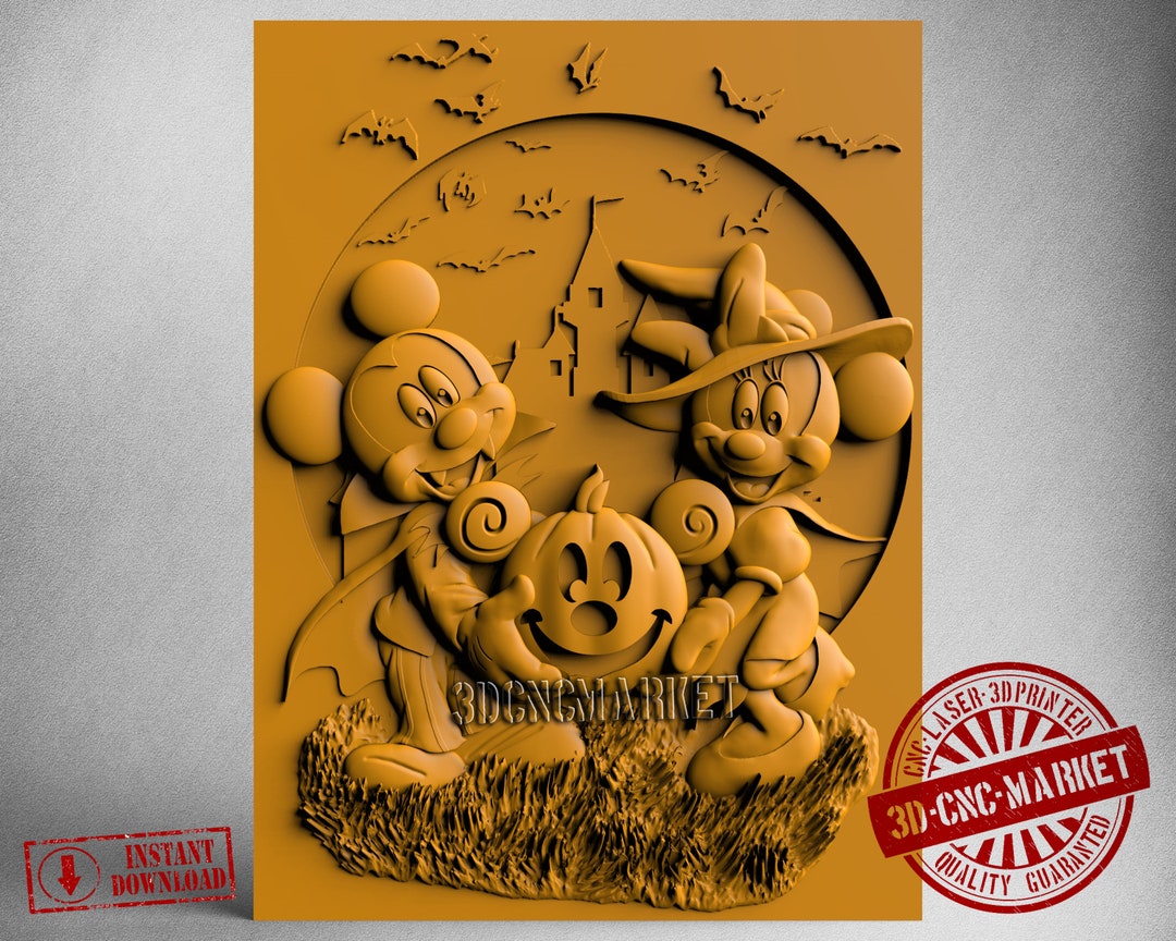 Mickey y Mini Halloween, 3D Stl Modelo 10155, para grabador enrutador ...