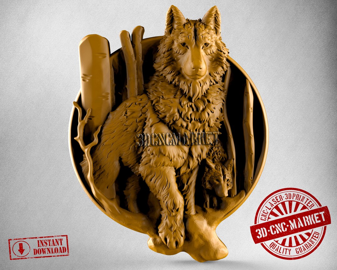 Wolf, 3D Stl Model 0301, for CNC Router Engraver, Carving Machine ...