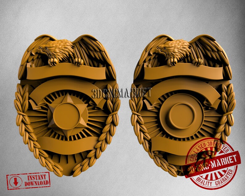 Police Badges 3D Stl Model 10076 for CNC Router Engraver | Etsy