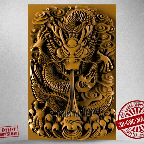 Dragon 3D STL Model CNC Router Engraver Artcam Aspire CNC - Etsy