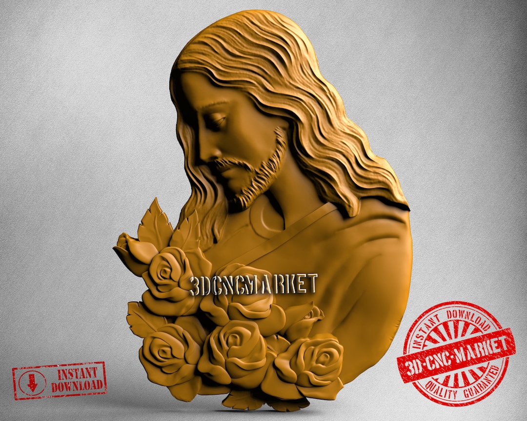 Jesus With Roses, 3D Stl Model 11102, for CNC Router Engraver, Carving ...