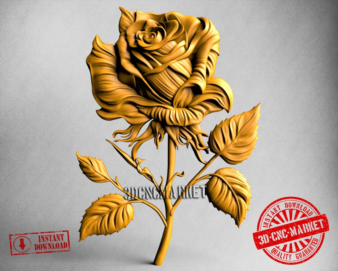 Rose, 3D Stl Model 11516, for CNC Router Engraver, Carving Machine ...