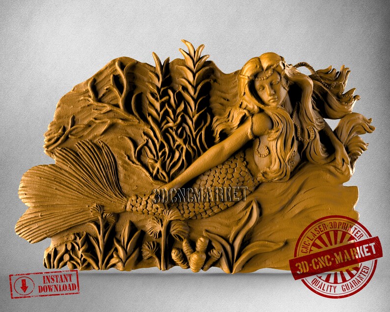 Mermaid 3D Stl Model 6561 for CNC Router Engraver Carving | Etsy