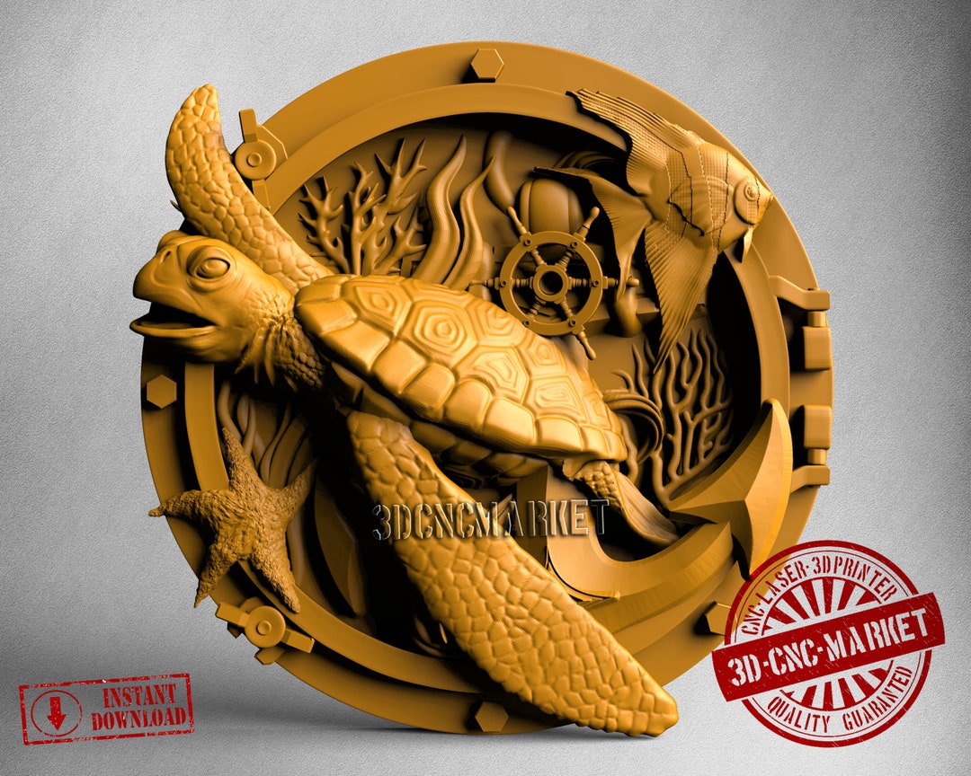 Sea Turtle, 3D Stl Model 10208, for CNC Router Engraver, Carving ...