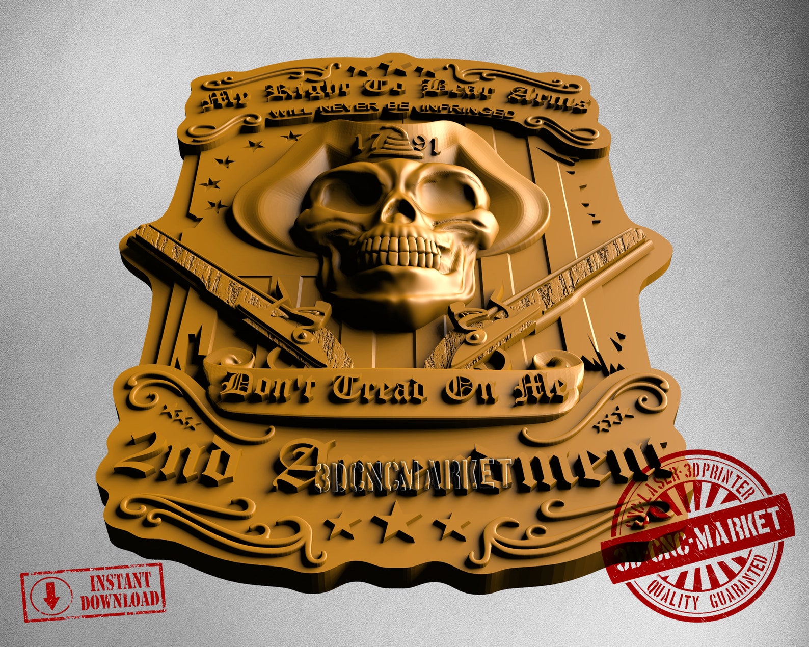 2nd Amendment Skull 3D Stl Model 10051 for CNC Router - Etsy