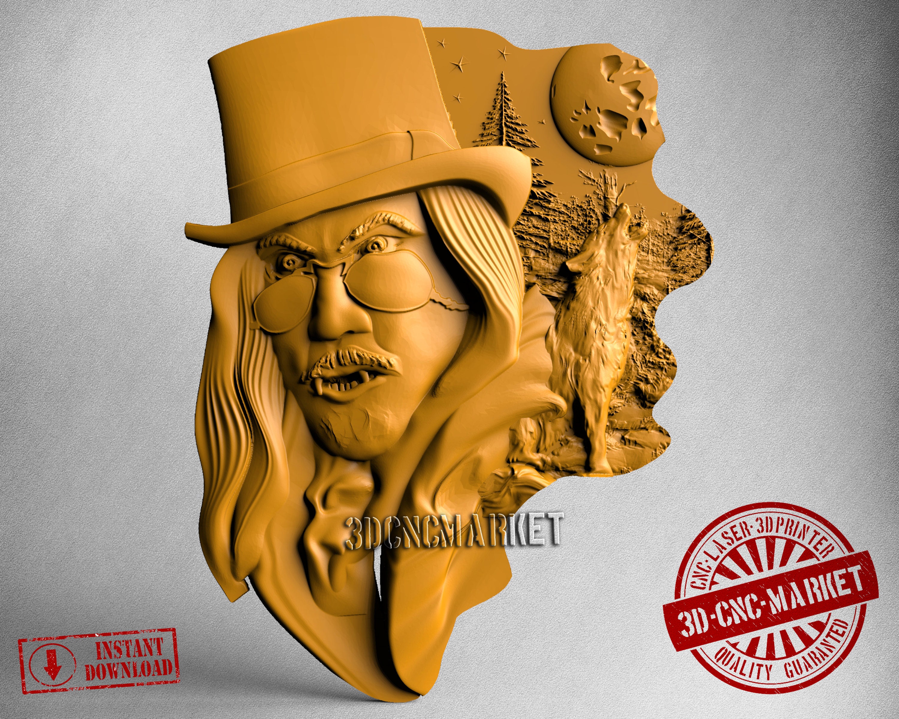 Vampire Wolf Moon 3D Stl Model 6353 for CNC Router Engraver | Etsy