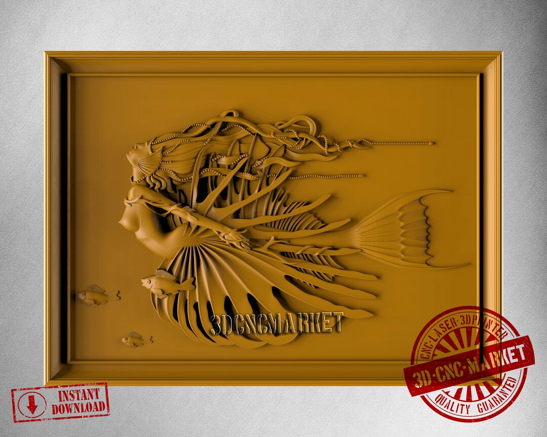 Buy Mermaid 3D Stl Model 6285 for CNC Router Engraver Carving Online in ...