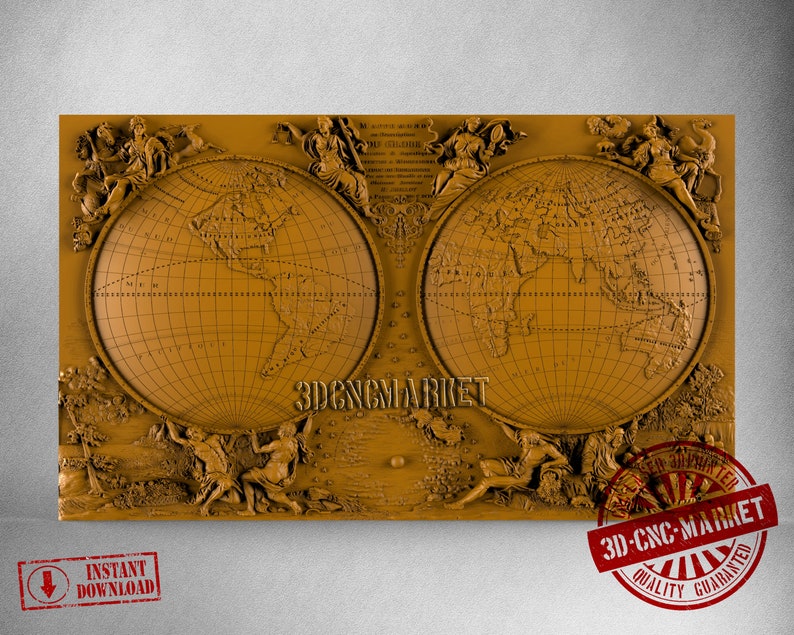 World Map 3D Stl Model 6617 for CNC Router Engraver Carving - Etsy