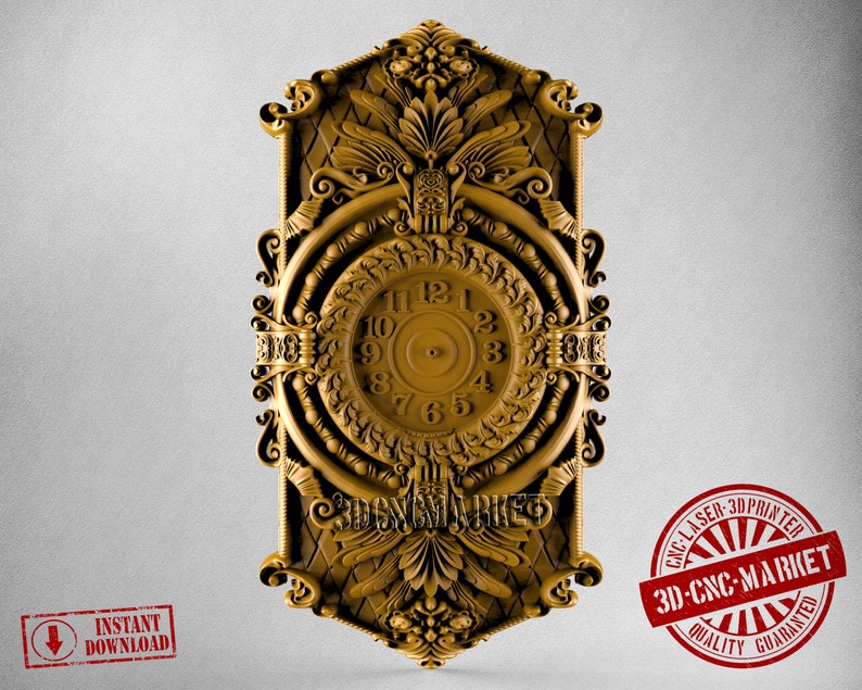 Checkered Clock, 3D Stl Model 1245, for CNC Router Engraver, Carving ...