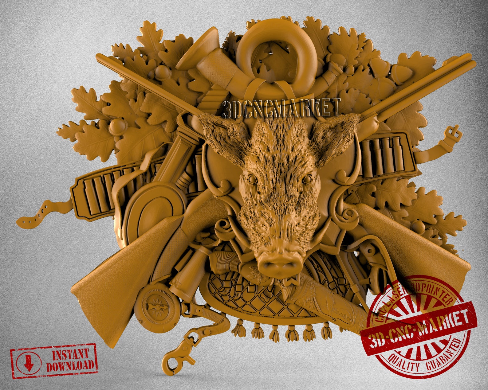 Wild Boar, 3D Stl Model 1140, for CNC Router Engraver, Carving Machine ...