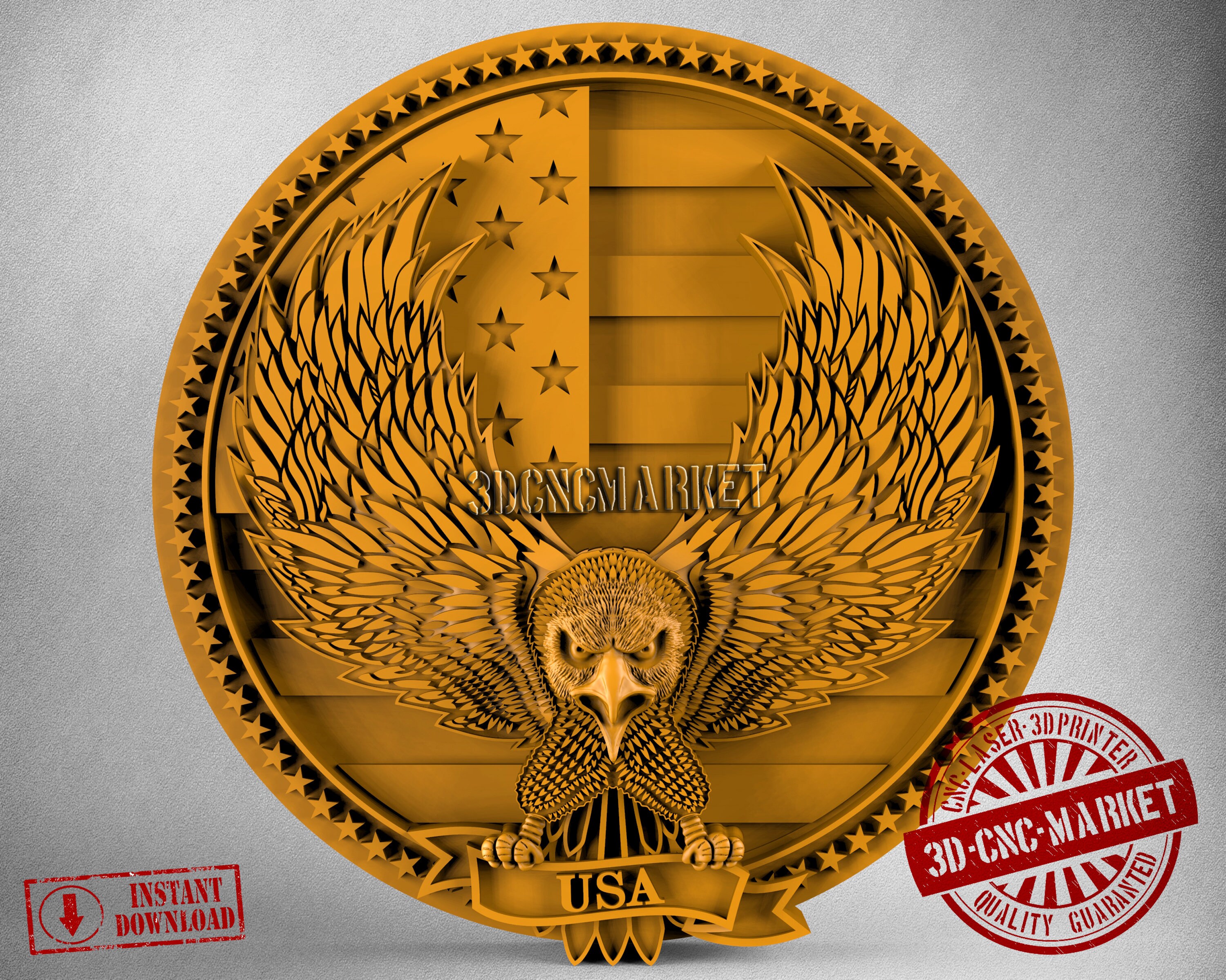 USA Coin Eagle, 3D Stl Model 6199, for CNC Router Engraver, Carving ...