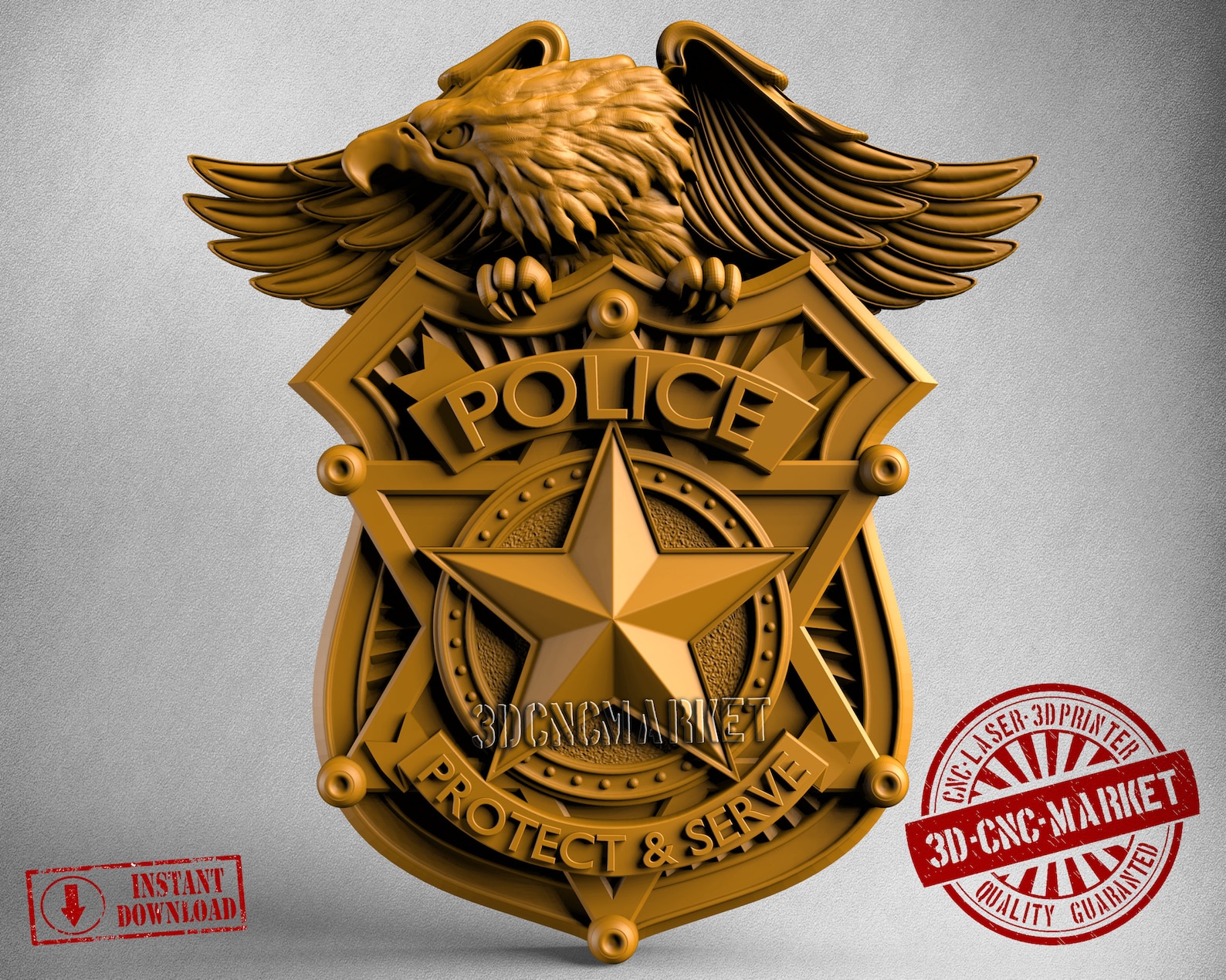 Police Badge 3D Stl Model 10074 for CNC Router Engraver - Etsy