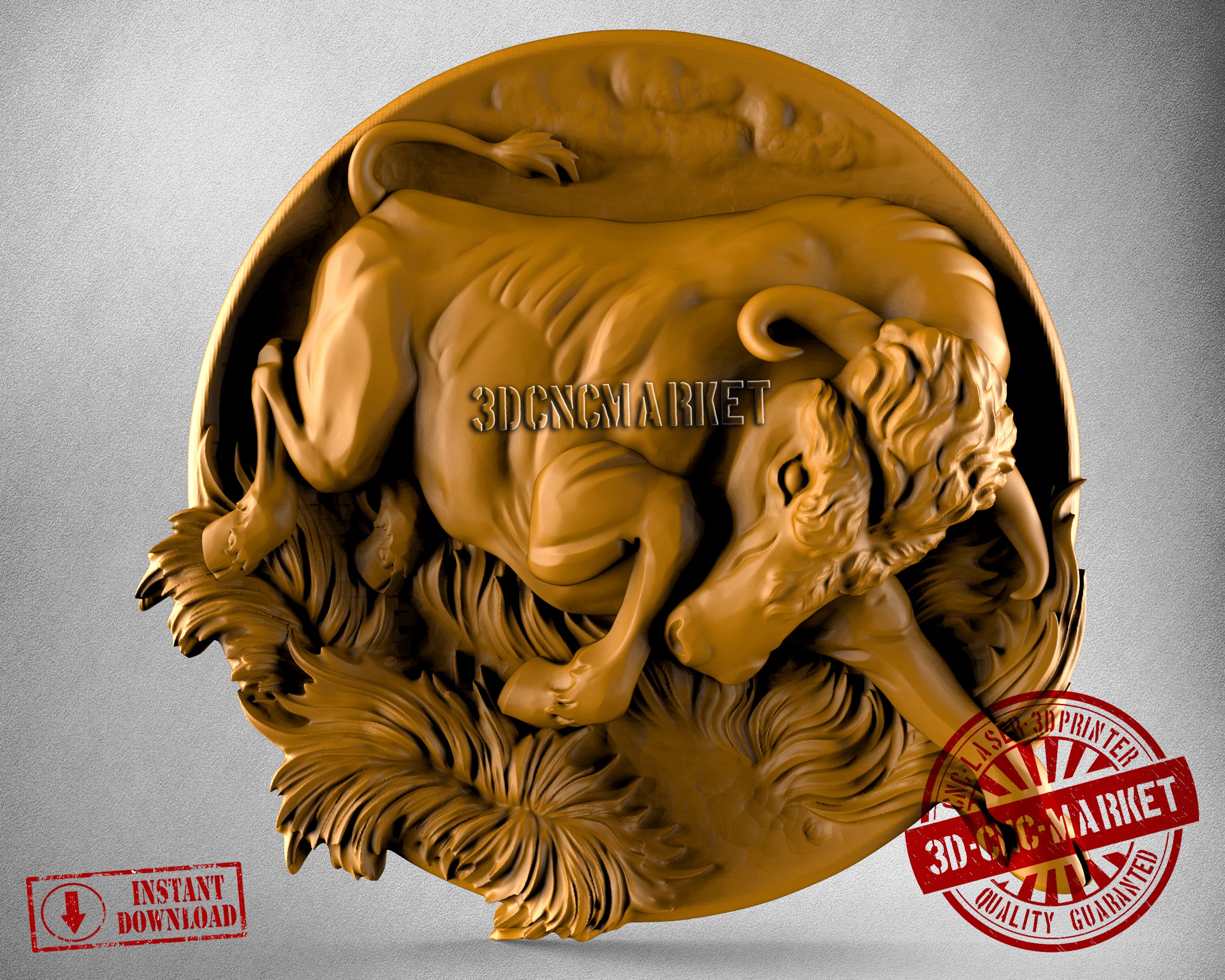 Bull 3D Stl Model 0313 for CNC Router Engraver Carving - Etsy