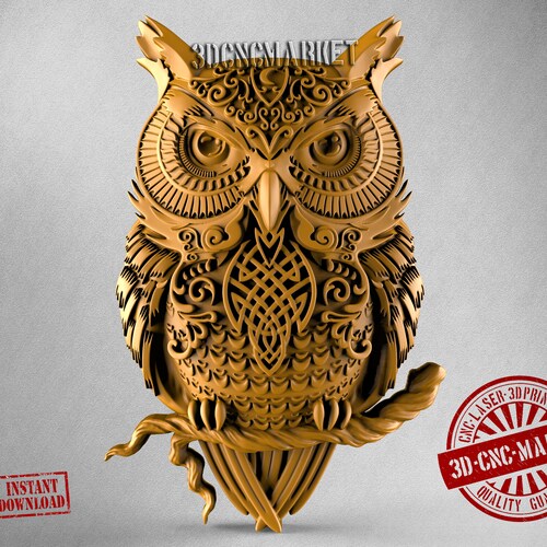 Owl 3d STL Model for CNC Router Artcam Vetric Engraver - Etsy