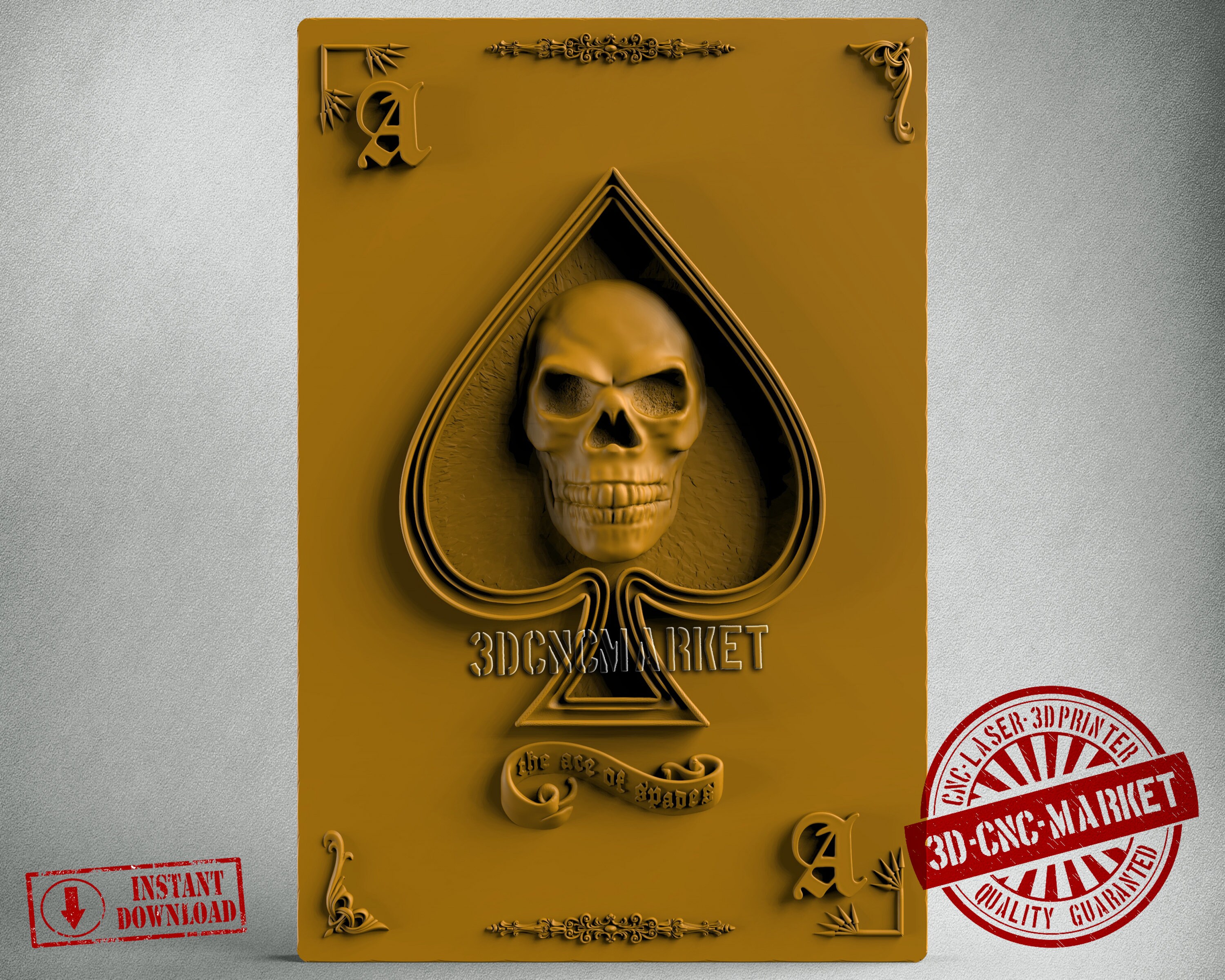 Ace of Spades 3D Stl Model 10165 for CNC Router Engraver | Etsy