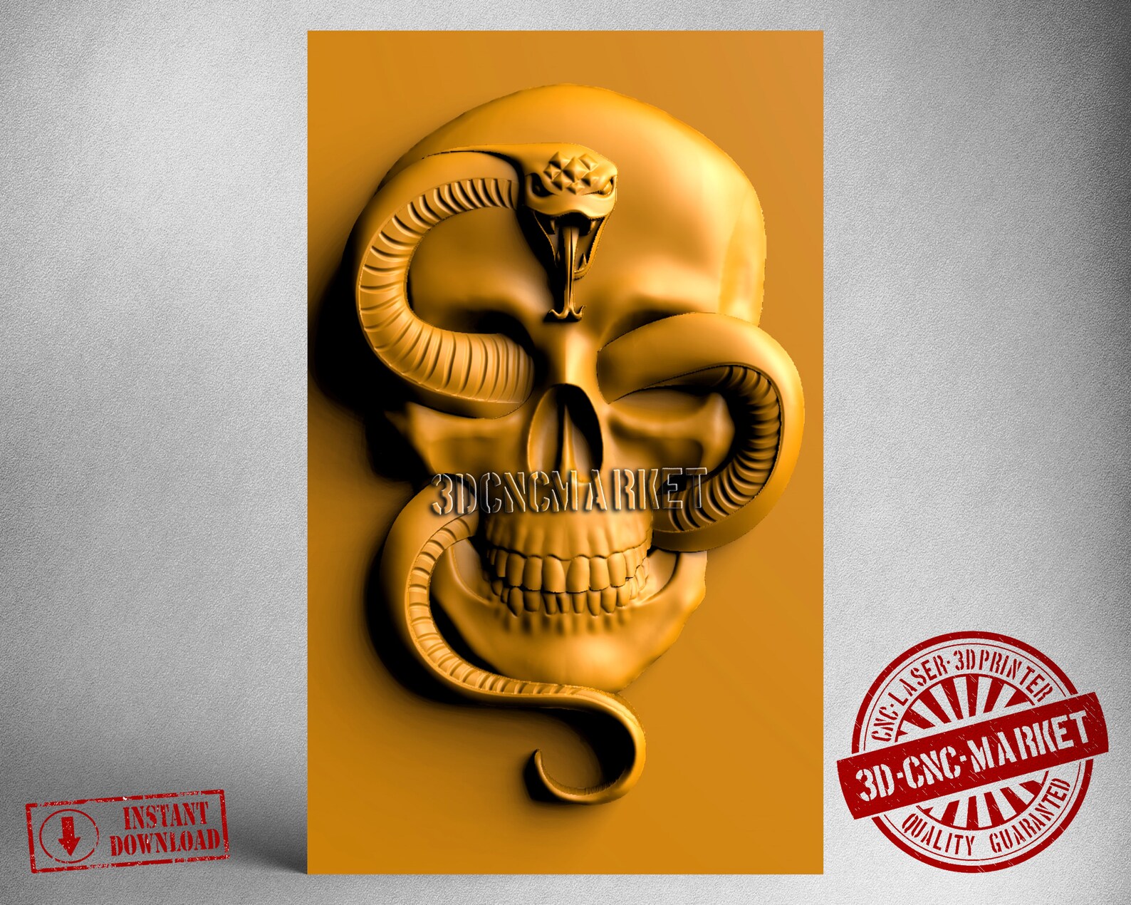 Skull & Snake 3D Stl Model 6506 for CNC Router Engraver - Etsy