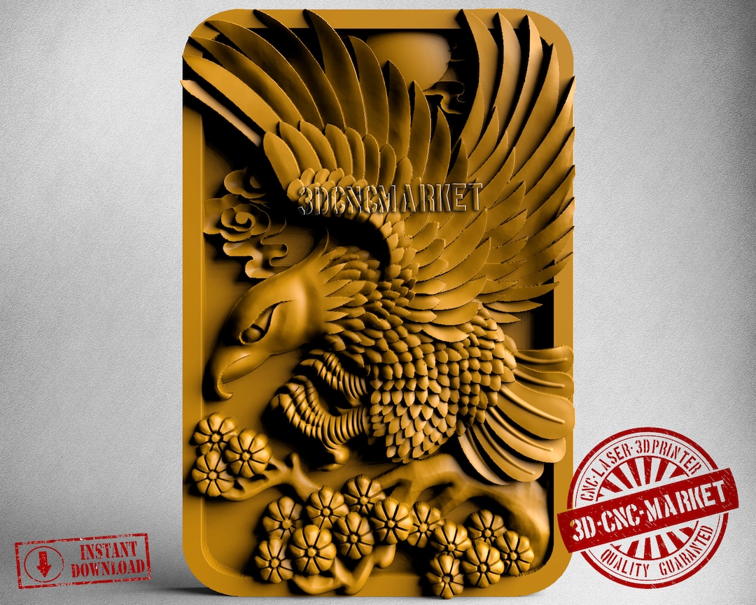 Eagle, 3D Stl Model 0438, for CNC Router Engraver, Carving Machine ...