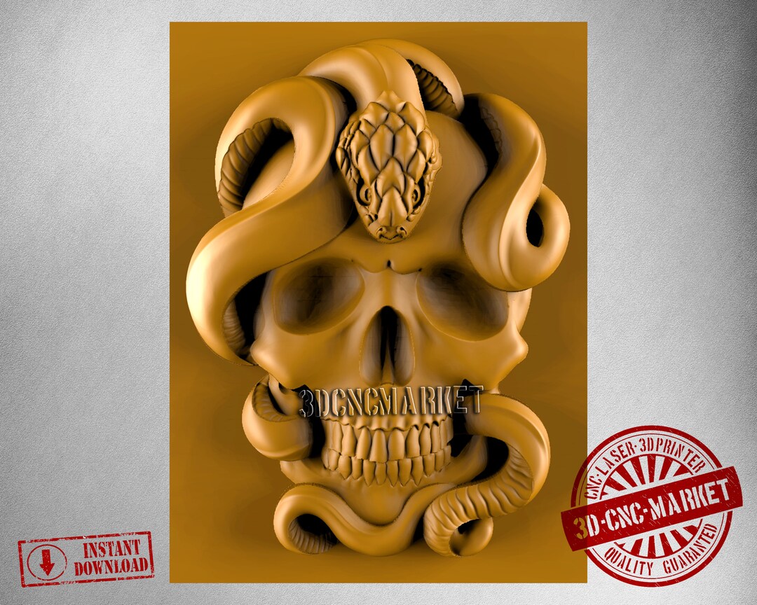 Skull, 3D Stl Model 6507, for CNC Router Engraver, Carving Machine ...