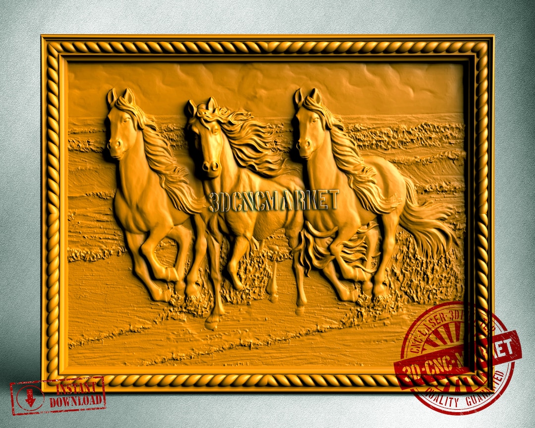 Horses, 3D Stl Model 0781, for CNC Router Engraver, Carving Machine ...