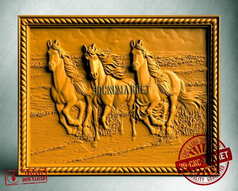Horses, 3D Stl Model 0781, for CNC Router Engraver, Carving Machine ...