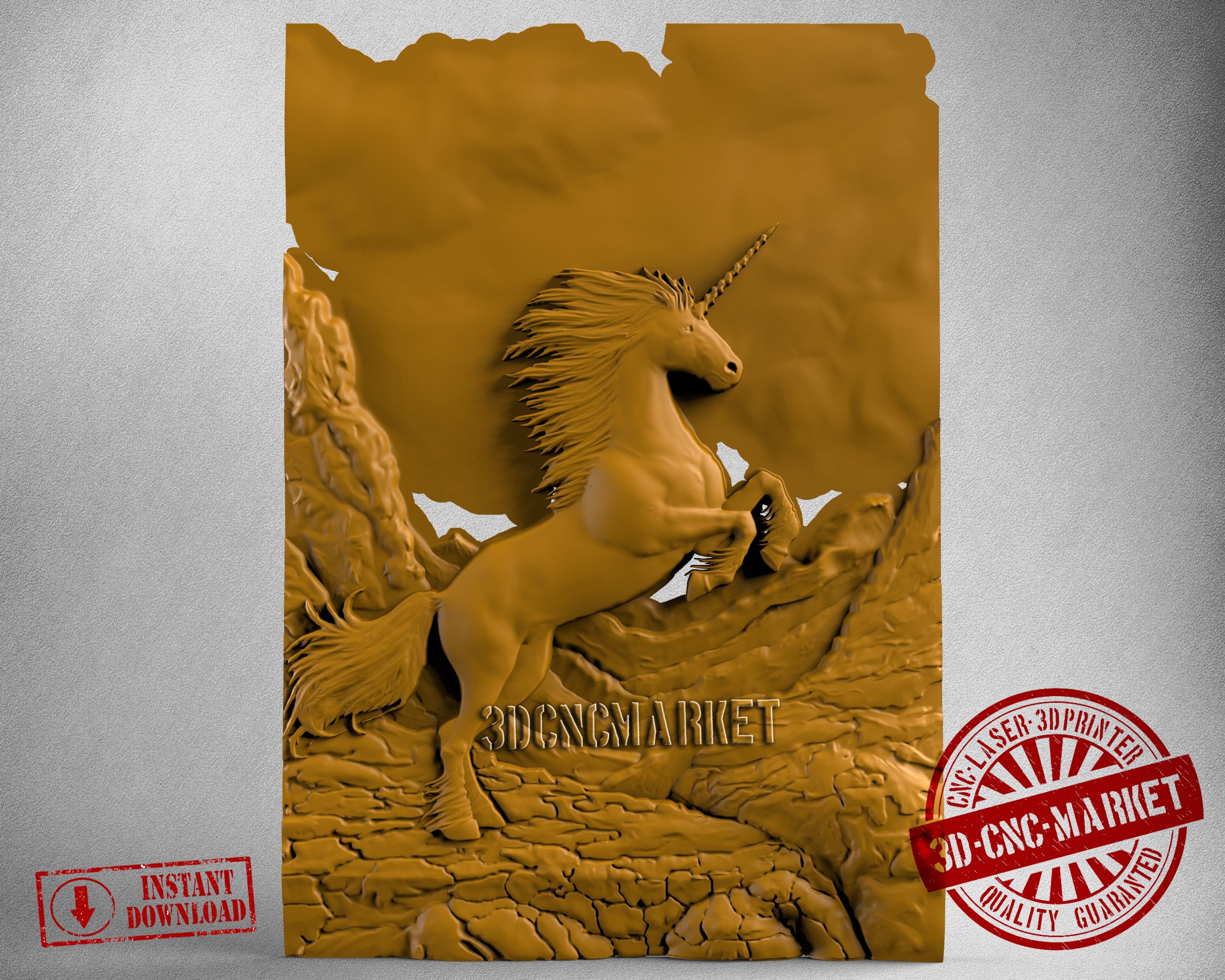 Unicorn 3d Stl Model 0955 For Cnc Router Engraver Carving Etsy