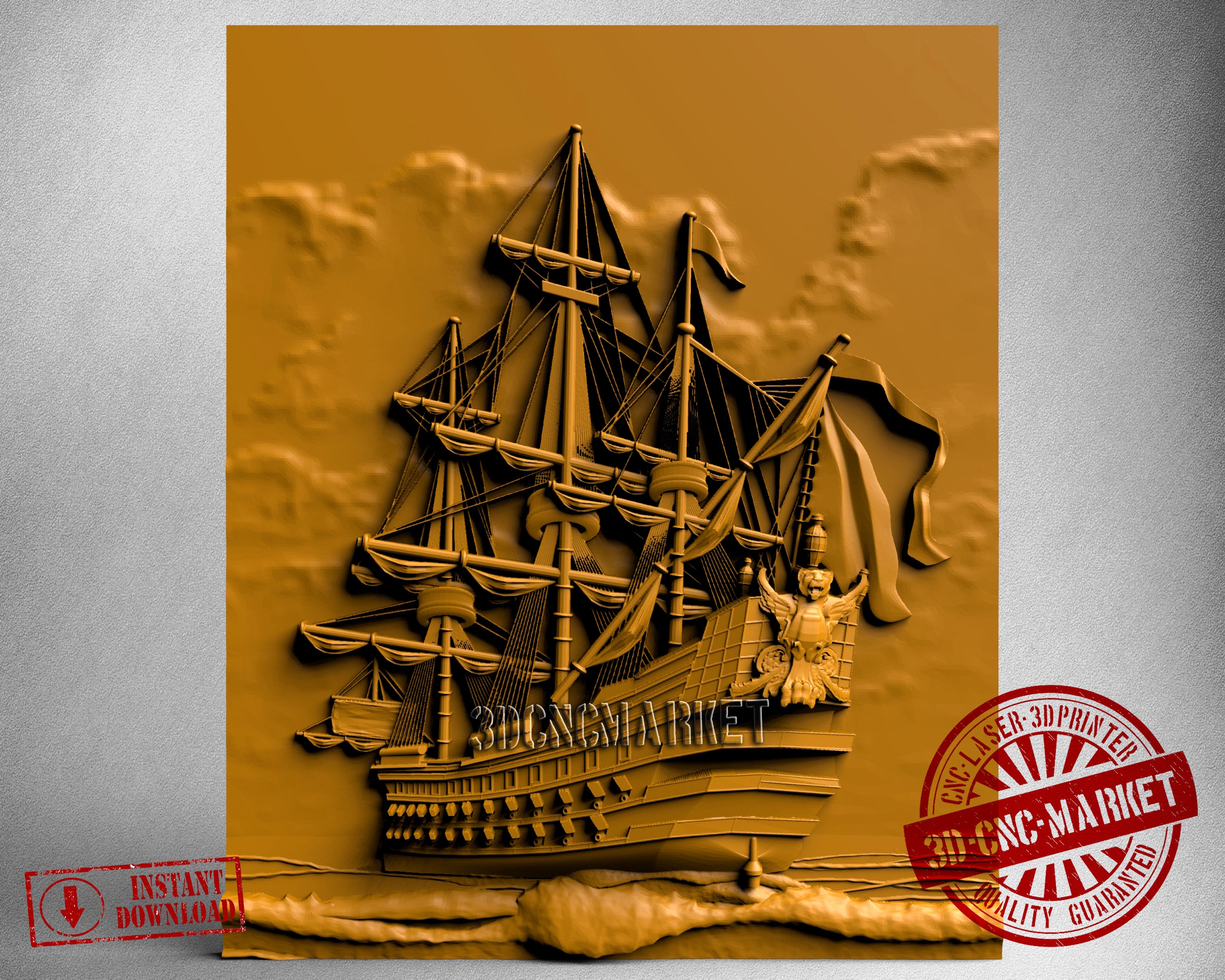 Ship on the Sea 3D Stl Model 6623 for CNC Router Engraver | Etsy