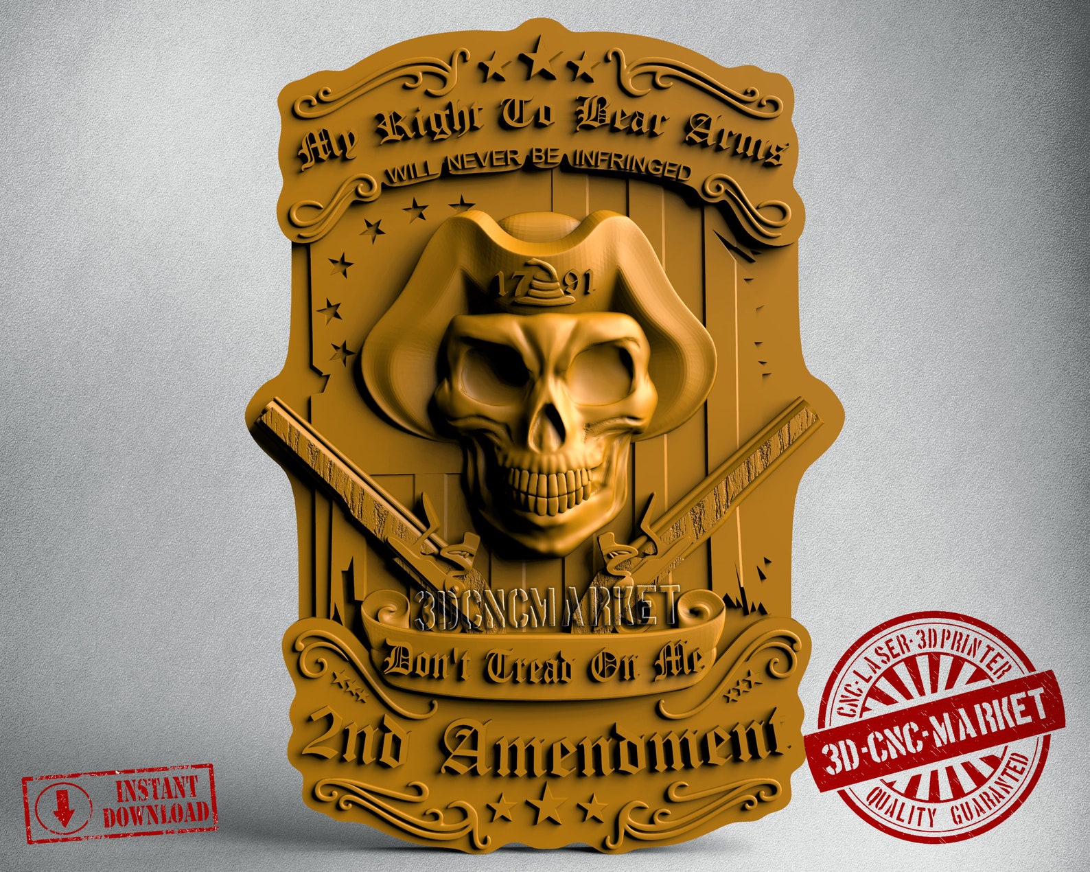 2nd Amendment Skull 3D Stl Model 10051 for CNC Router - Etsy