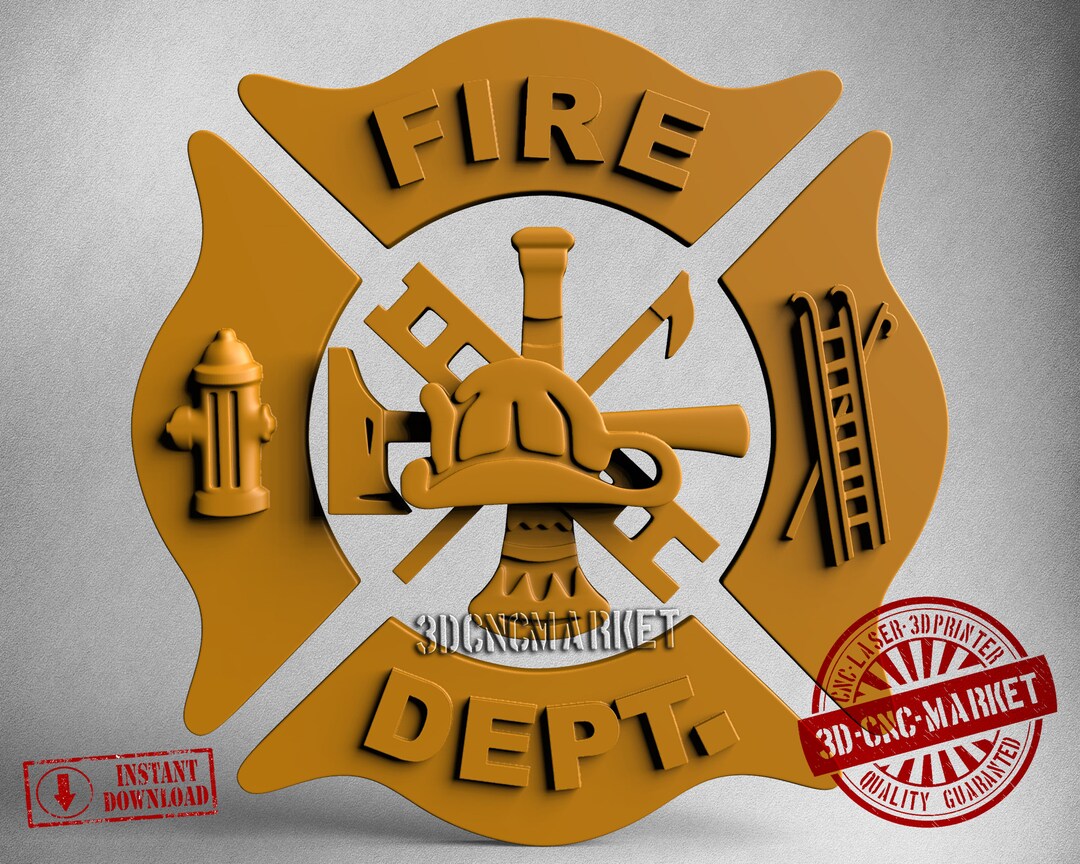 Fire Dept, 3D Stl Model 10082, for CNC Router Engraver, Carving Machine ...