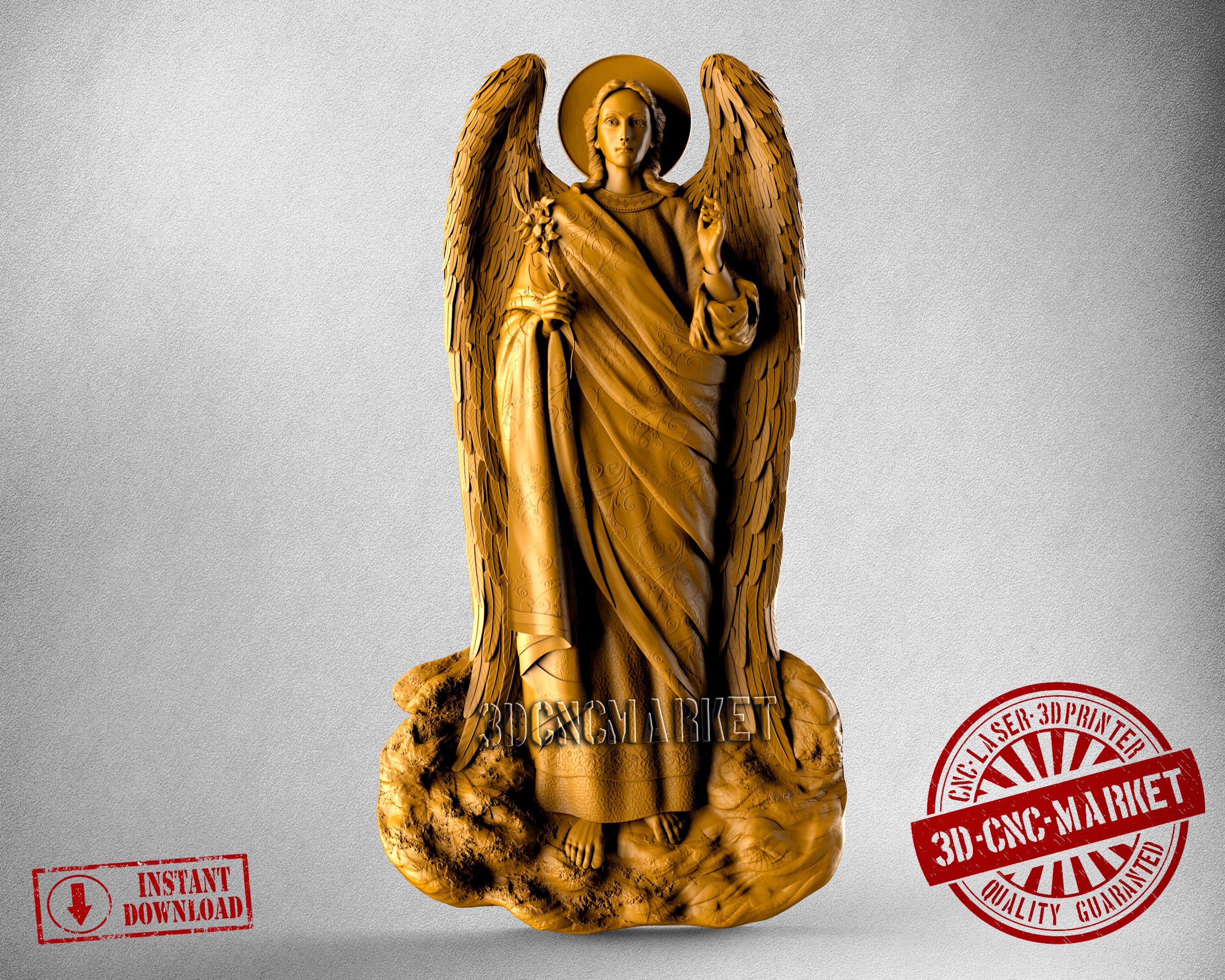 Angel, 3D Stl Model 4622, for CNC Router Engraver, Carving Machine ...