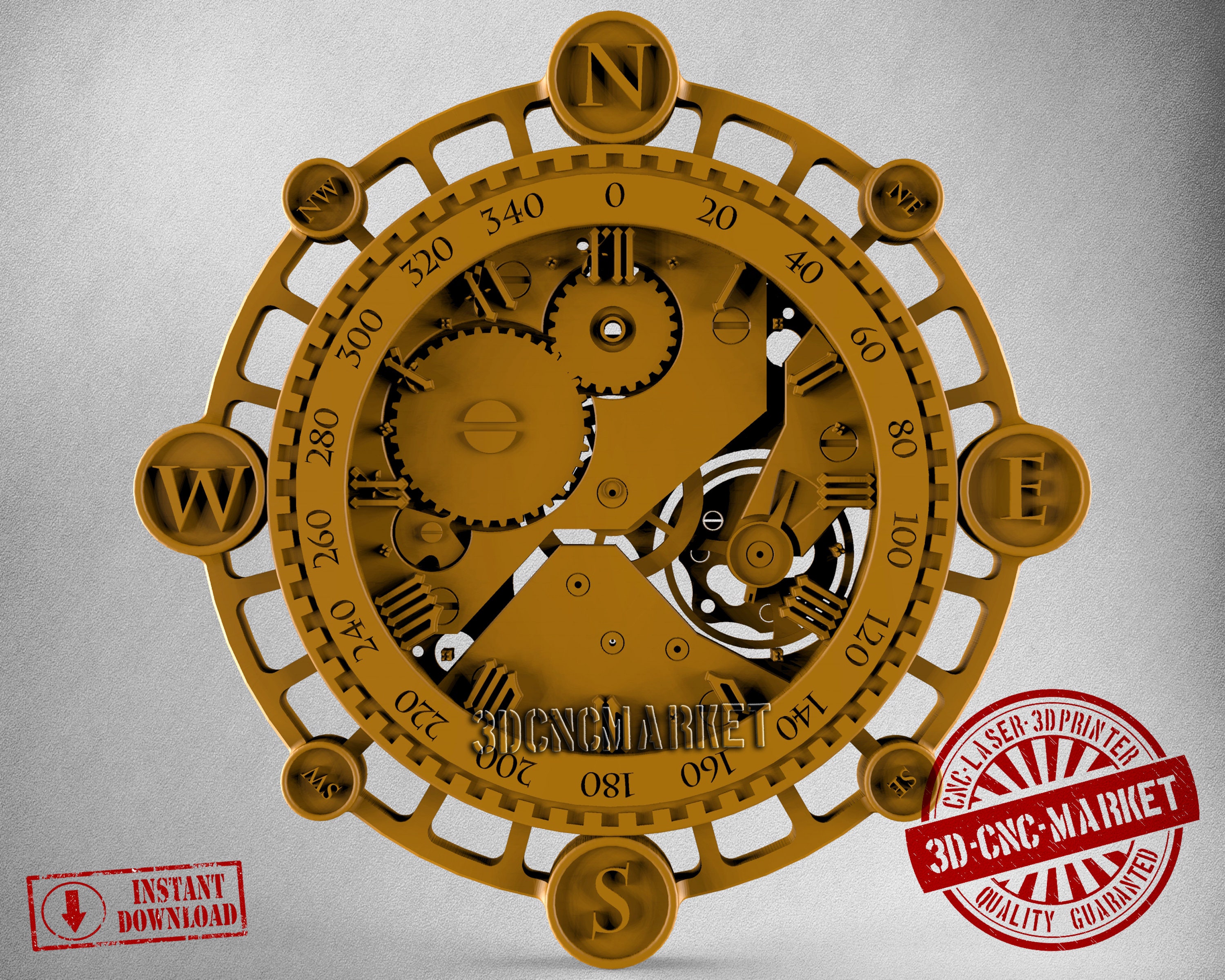 Mechanical Clock 3D Stl Model 1214 for CNC Router Engraver - Etsy