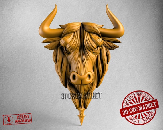 Bull 3D Stl Model 10172 for CNC Router Engraver Carving | Etsy