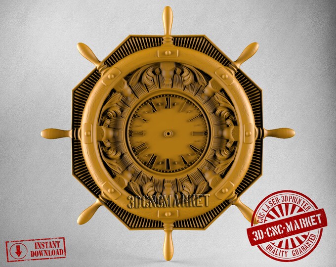 Pirate Ship Clock,3d STL Model, CNC Router Engraver, Artcam, Aspire ...