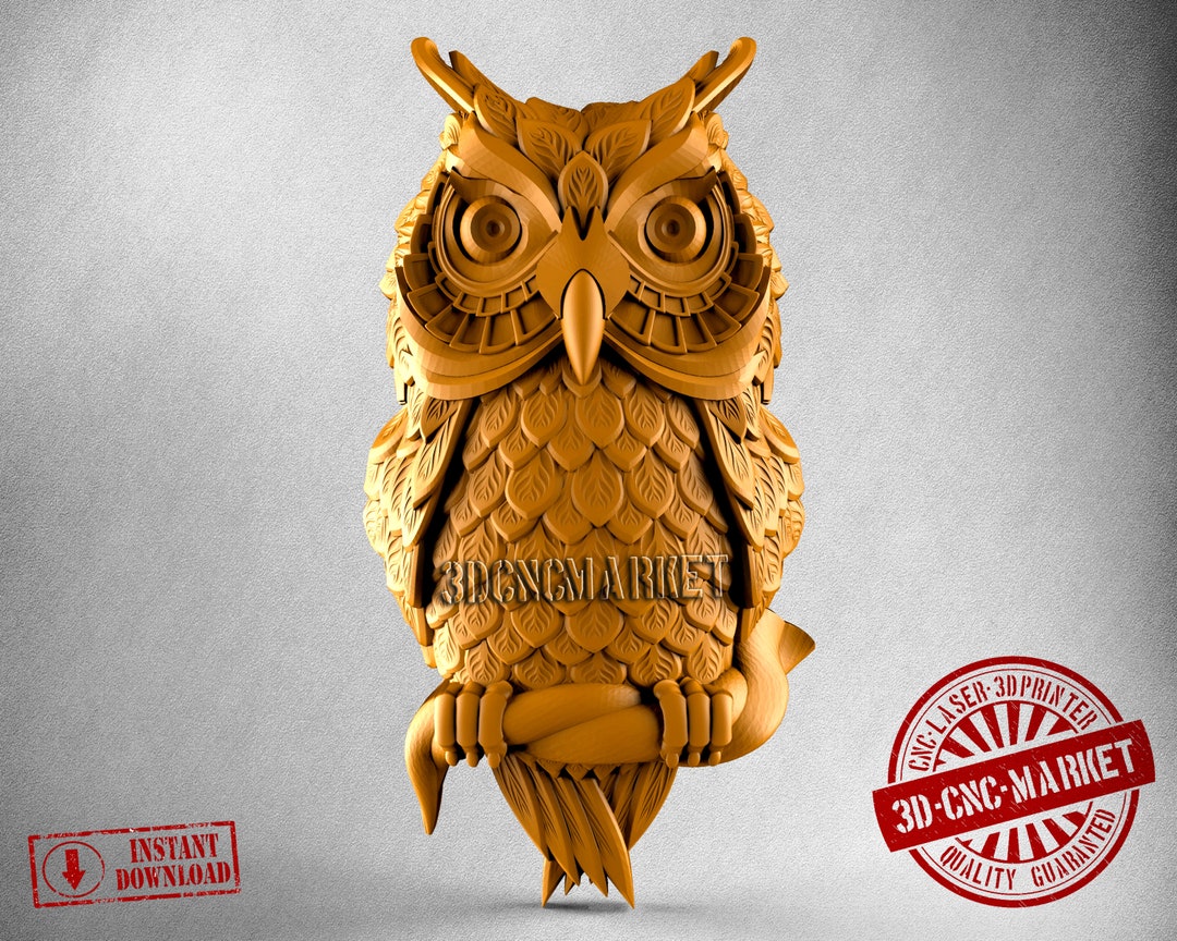 Owl, 3D Stl Model 0418, for CNC Router Engraver, Carving Machine ...