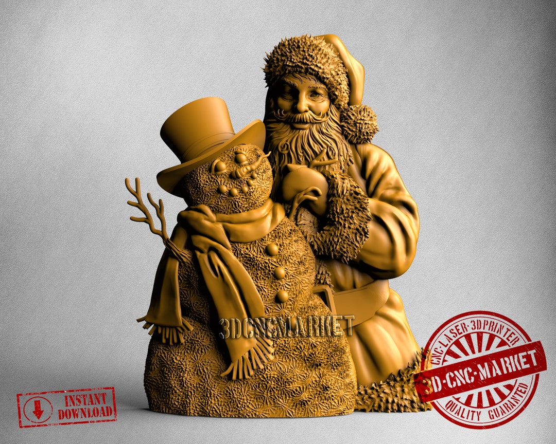 Santa and Snowman, 3D Stl Model 10131, for CNC Router Engraver, Carving ...
