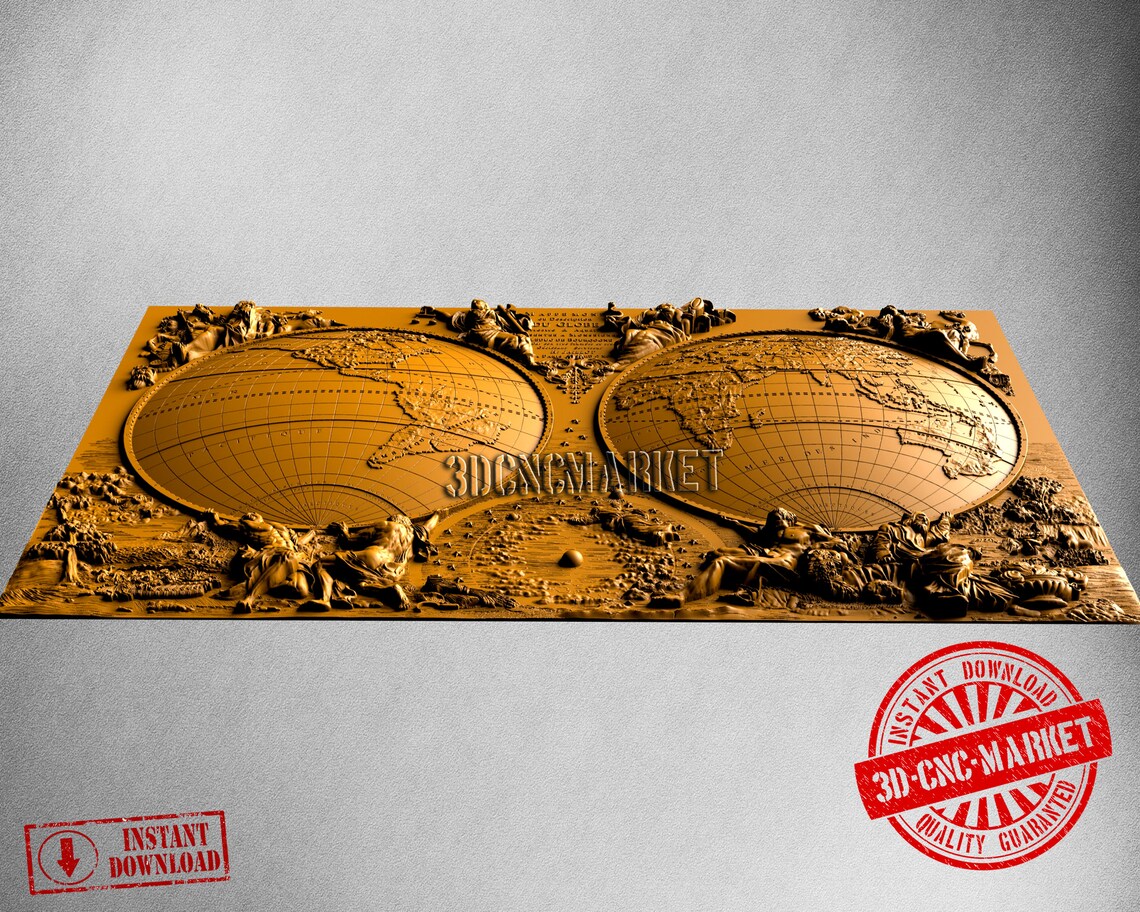 World Map 3D Stl Model 6617 for CNC Router Engraver Carving - Etsy