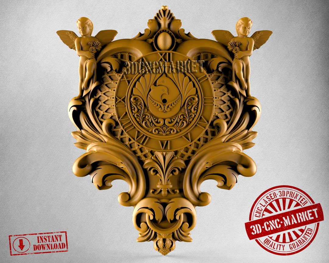 Angel Clock, 3D Stl Model 1237, for CNC Router Engraver, Carving ...