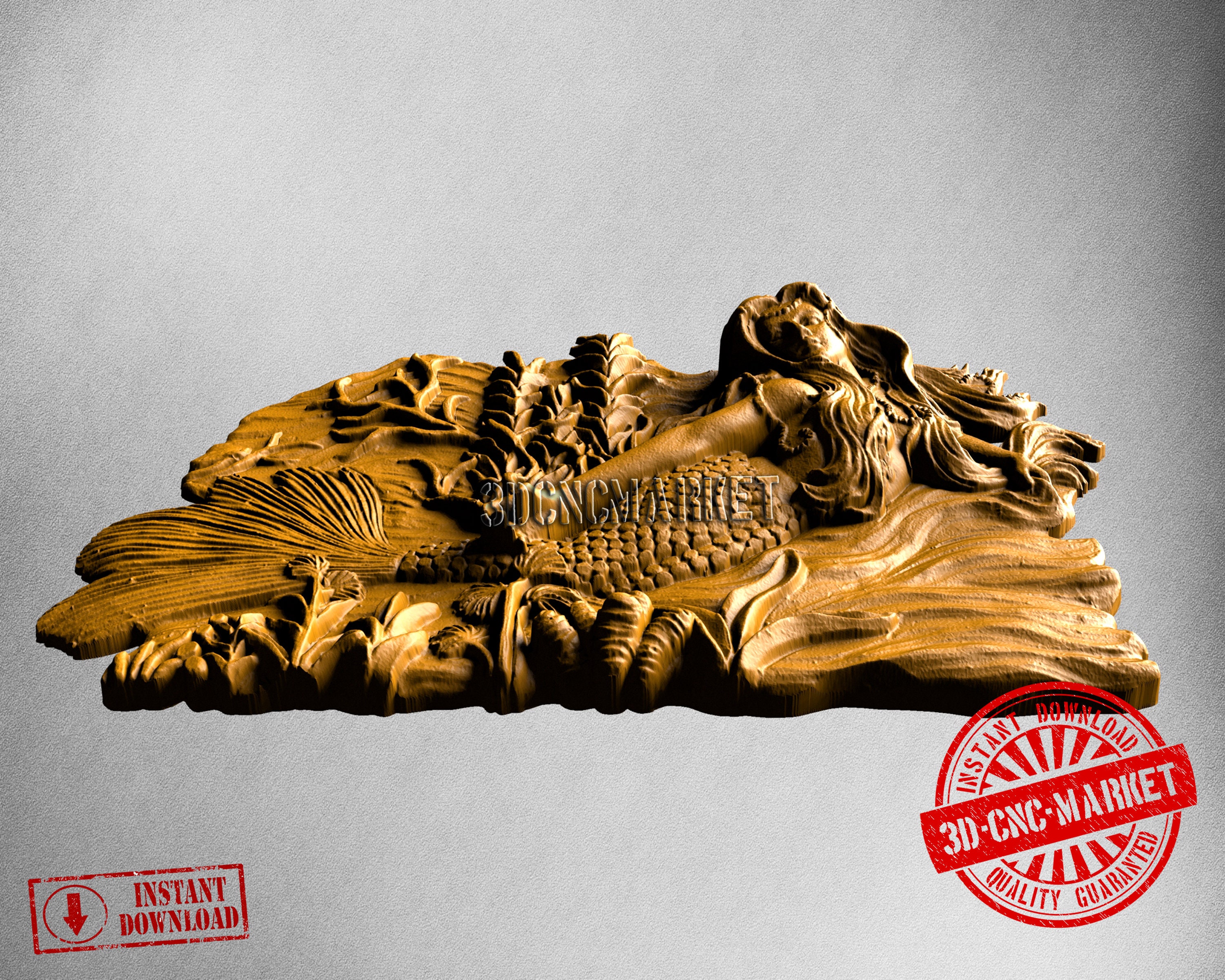 Mermaid 3D Stl Model 6561 for CNC Router Engraver Carving | Etsy