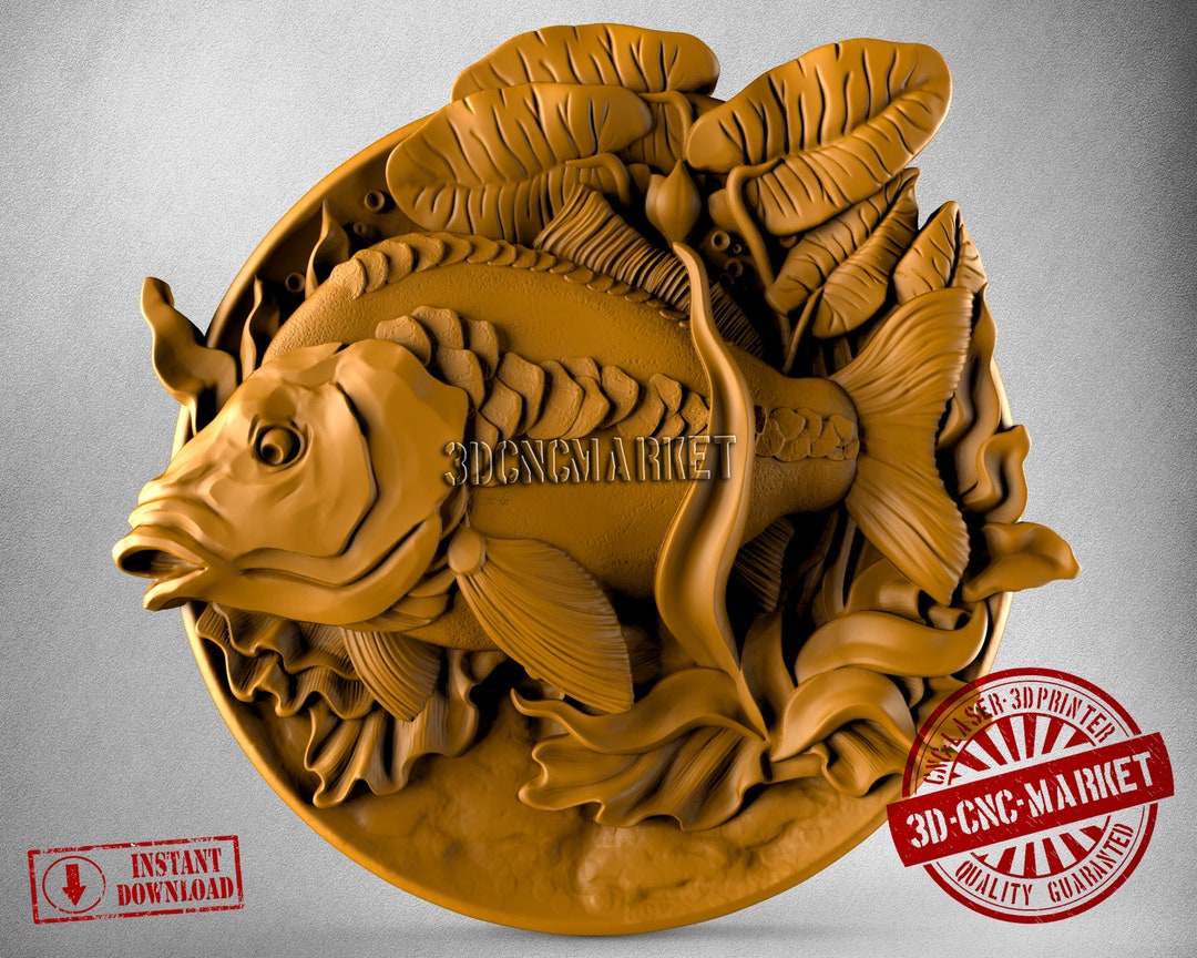 Fish, 3D Stl Model 0307, for CNC Router Engraver, Carving Machine ...